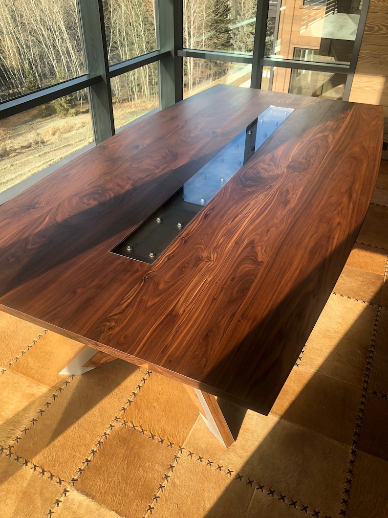 Modern Dining Table With Industrial Steel Details. - Etsy