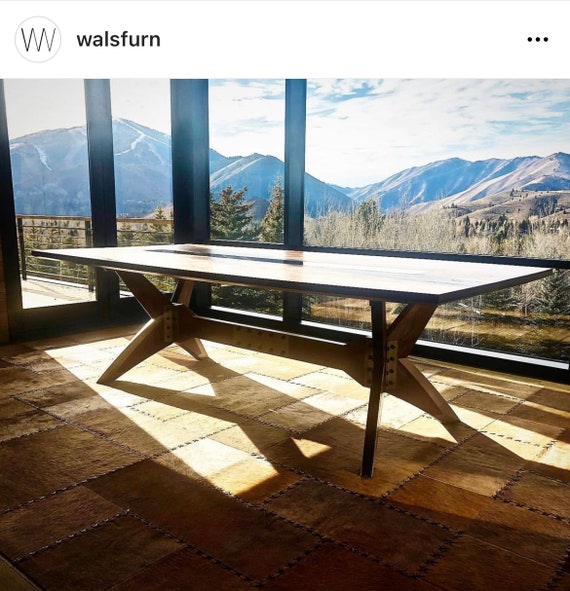 Modern Dining Table With Industrial Steel Details. - Etsy