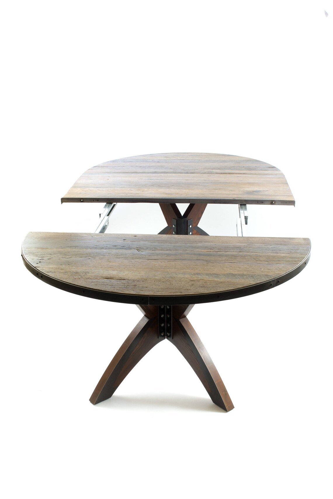 Expandable Round Dining Table / Reclaimed Dining Round Table/ Farmhouse ...