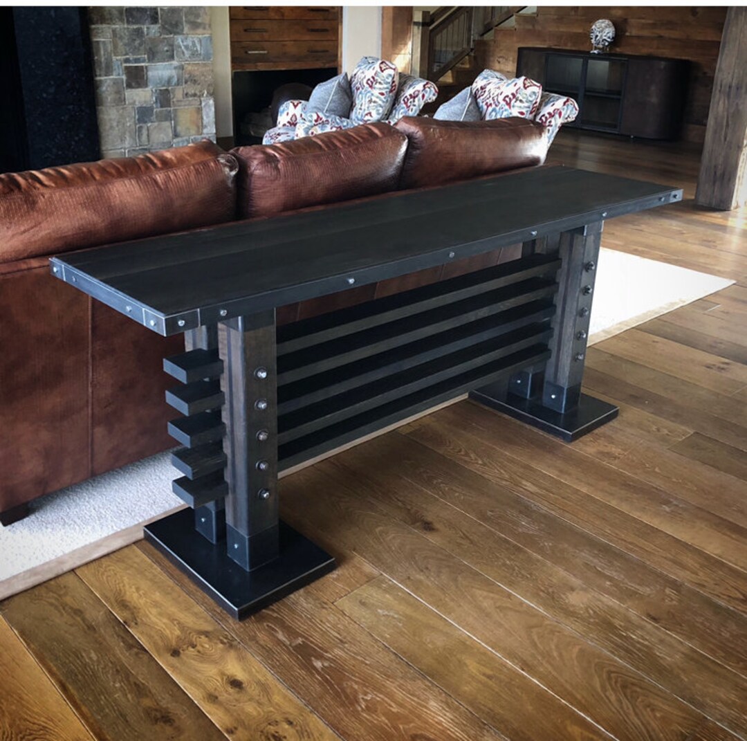 Industrial metal console table store