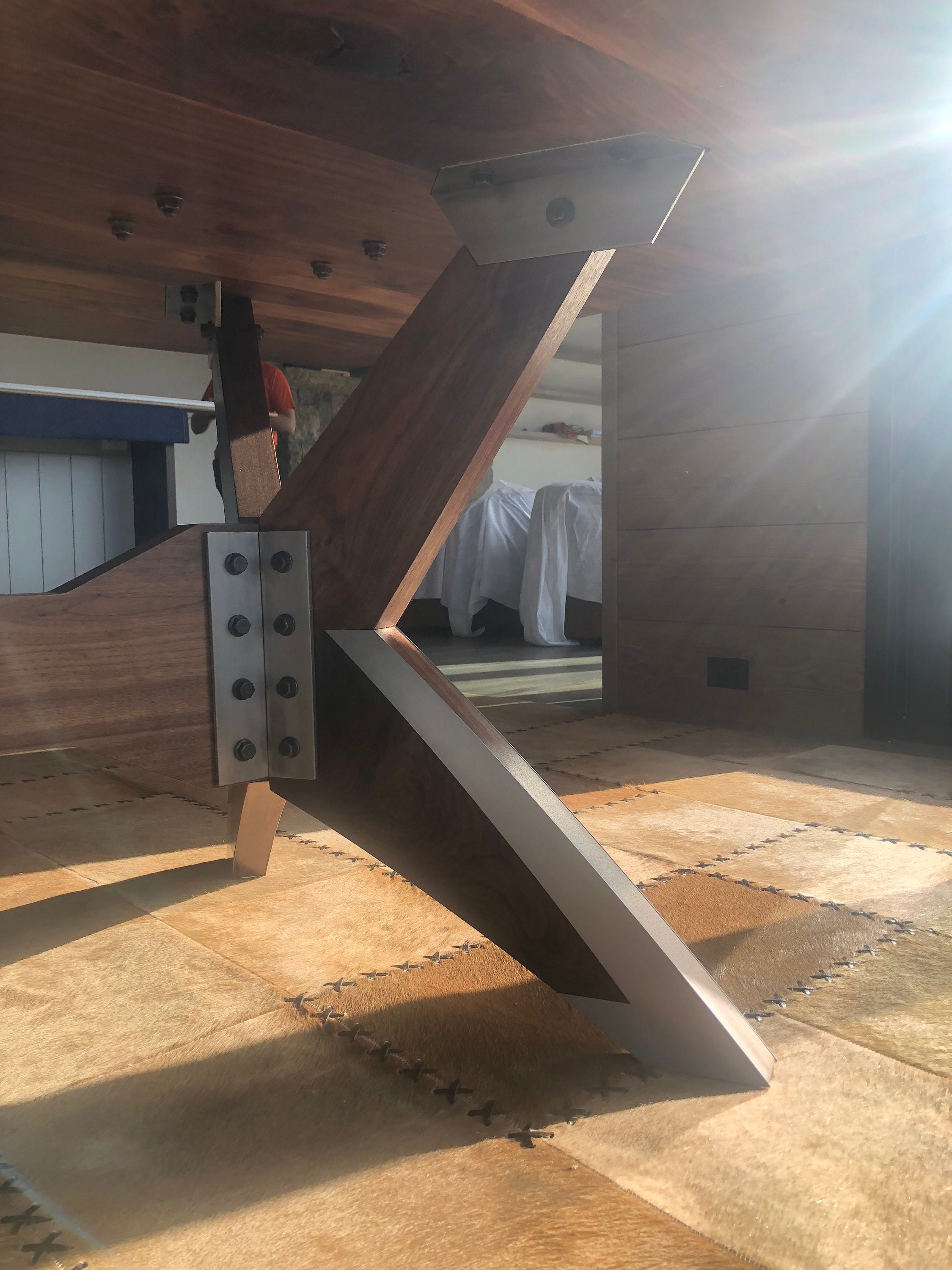 Modern Dining Table With Industrial Steel Details. - Etsy