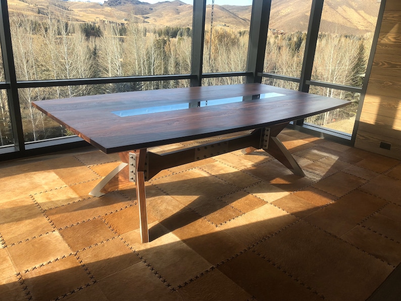 Modern Dining Table With Industrial Steel Details. - Etsy