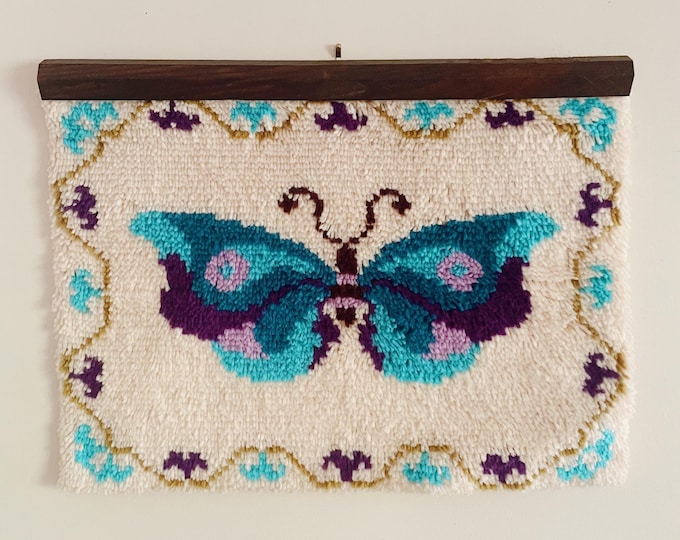 Vintage Butterfly Latch Hook Wall Hanging - Etsy