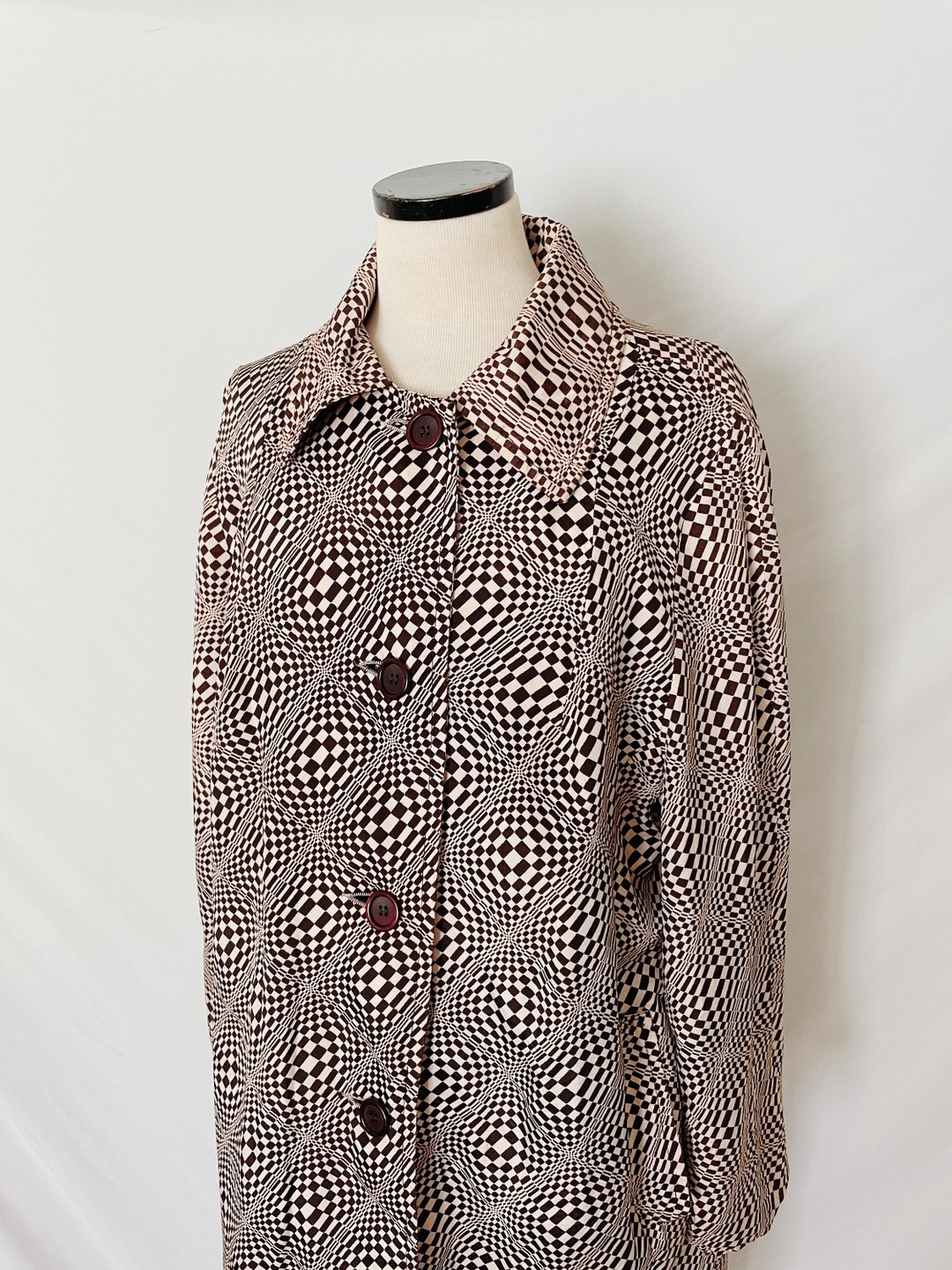 Vintage Op Art Checkered Coat - Etsy