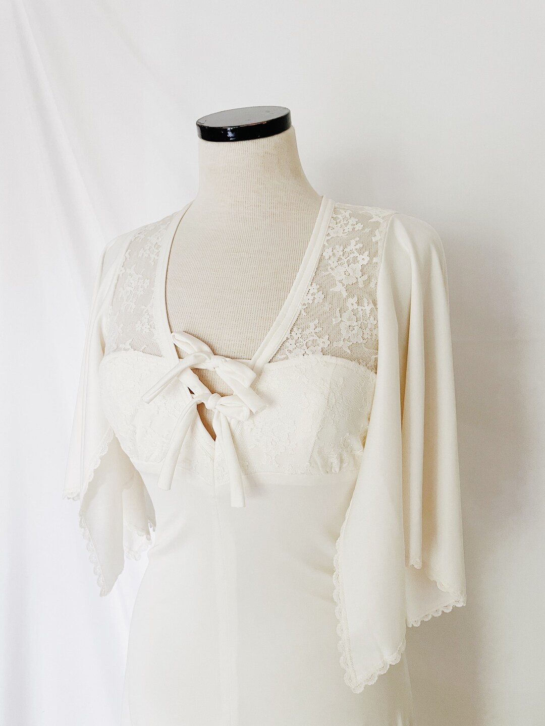 Vintage Lace Flutter Sleeve Maxi Dress - Etsy