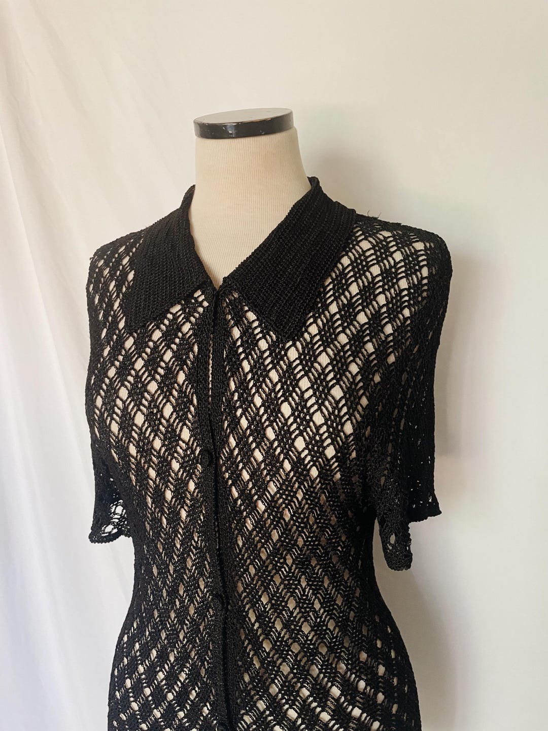 Vintage Black Netted Top - Etsy