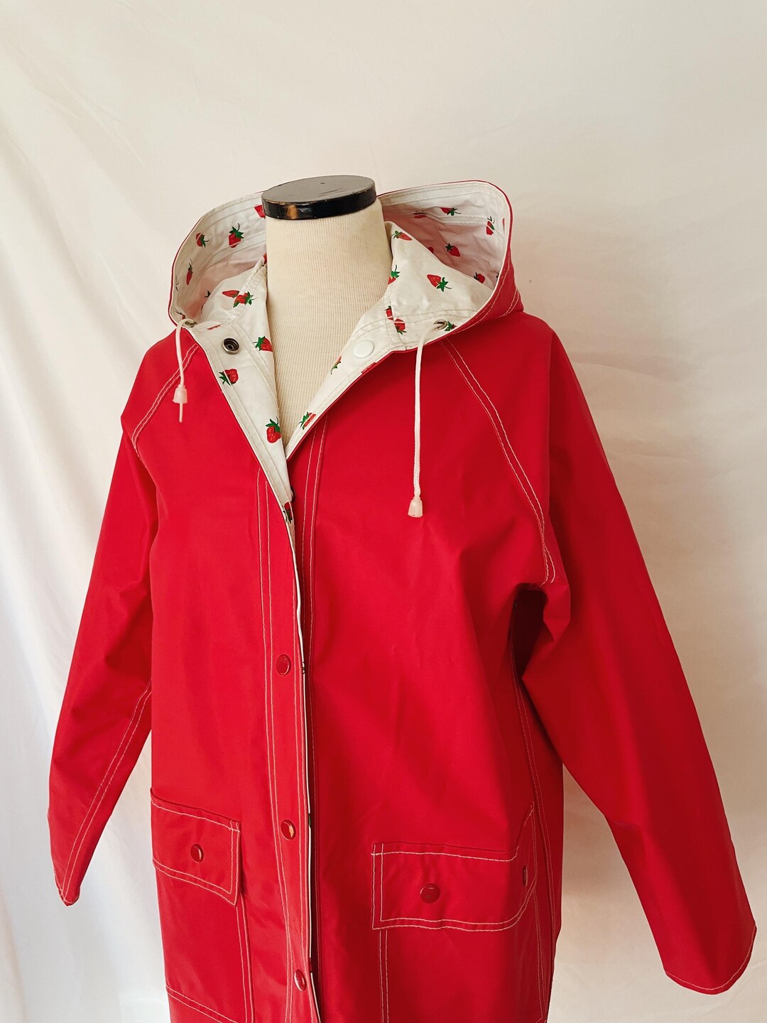 Vintage Red/strawberry Reversible Rain Coat by Aqua Sheen - Etsy