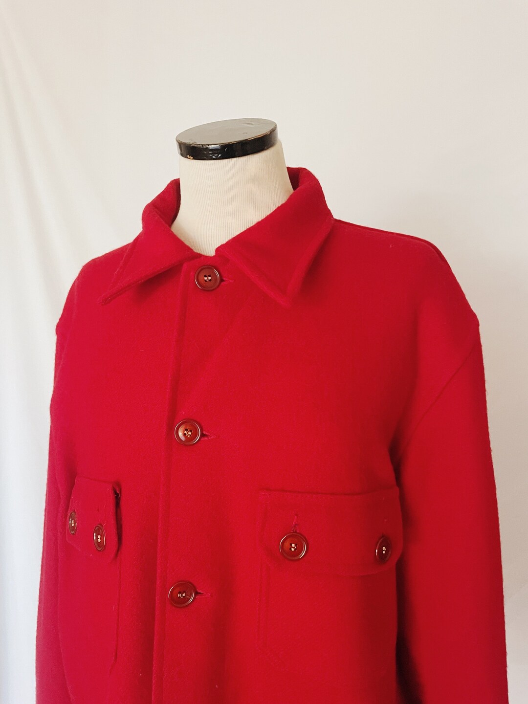 Vintage Red Wool Shacket - Etsy