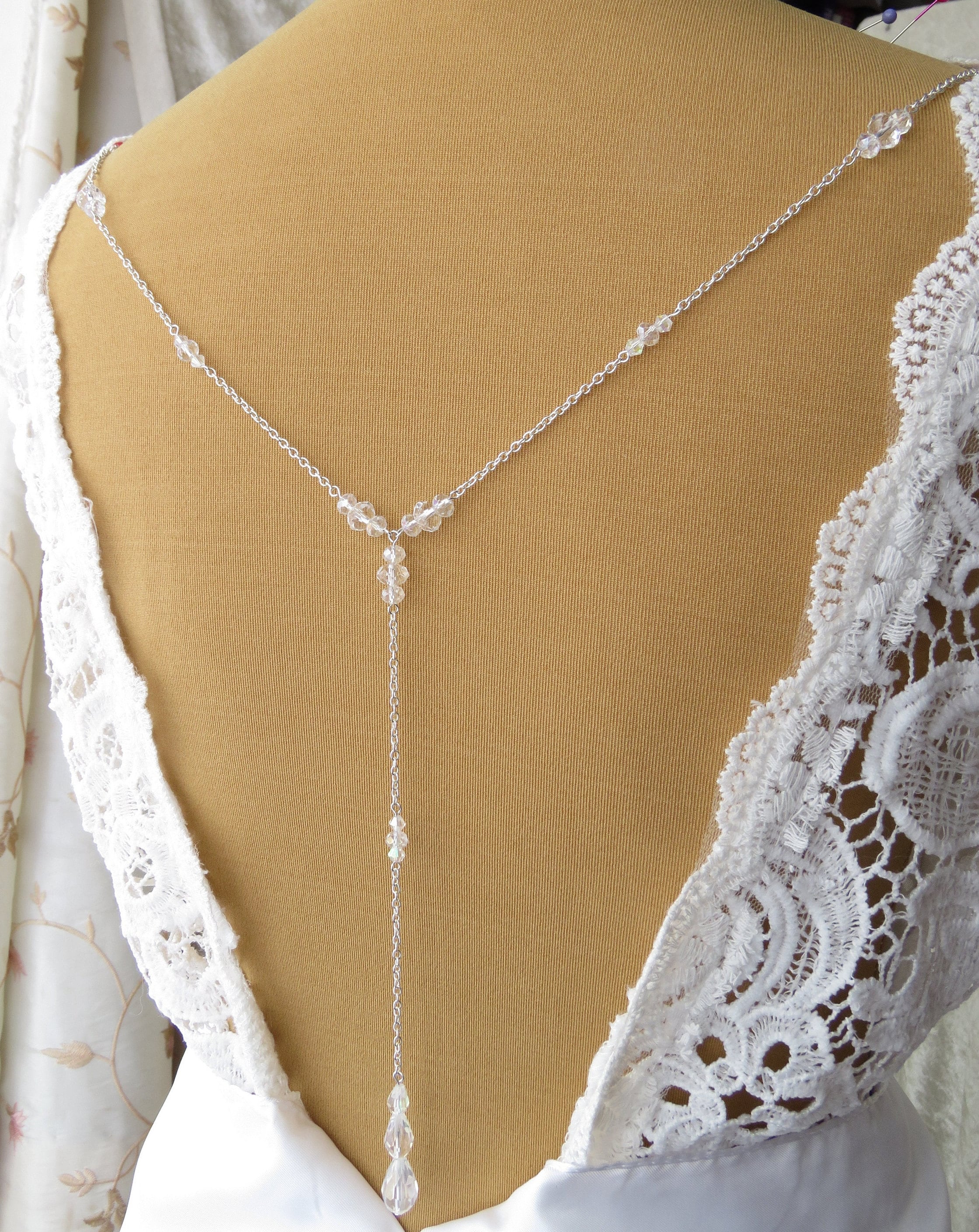 Glass Crystal Back Necklace. Back Chains, Bridal Back Drape Chain for ...