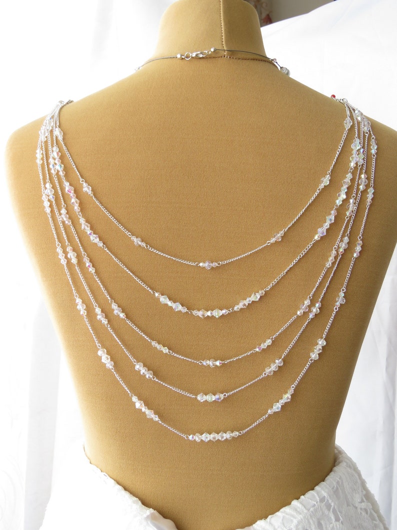 Crystal Back Necklace 5 Rows Back Chains Bridal Back Drape - Etsy