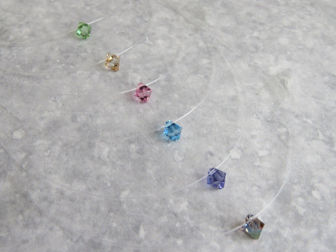 Transparent Invisible Illusion Floating Necklace With 6mm Swarovski ...