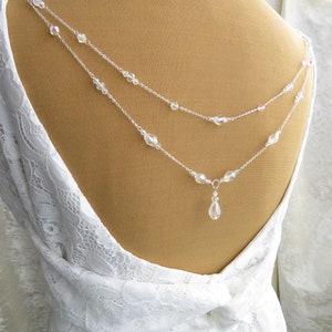 AB Crystal Back Necklace. 2 Rows Back Chains, Bridal Back Drape Chain ...