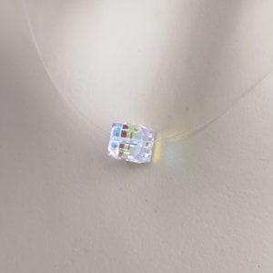 Dainty Minimal Crystal Pendant Necklace. Transparent Invisible Illusion ...