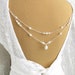 2 Row Pearl & AB Crystal Back Necklace, Pearl and Crystal Silver Plated ...