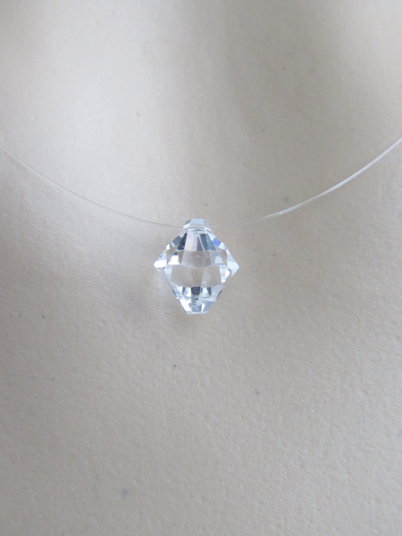 Transparent Invisible Illusion Floating Necklace With a Swarovski AB ...