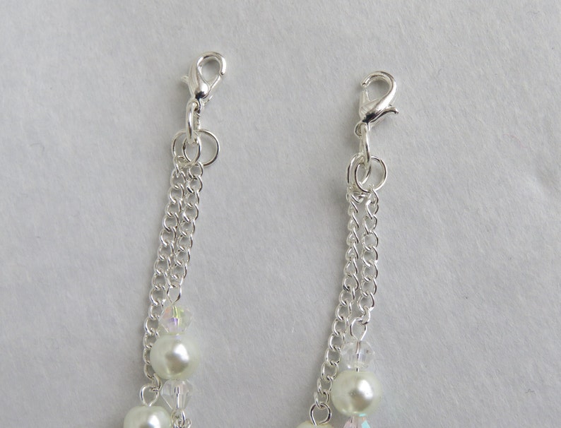 2 Row Pearl & AB Crystal Back Necklace, Pearl and Crystal Silver Plated ...