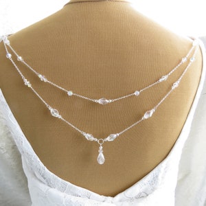 AB Crystal Back Necklace. 2 Rows Back Chains, Bridal Back Drape Chain ...