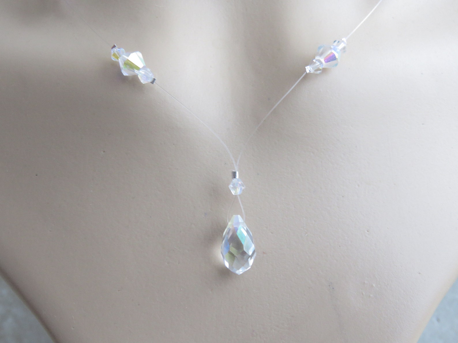 925 Sterling Silver AB Glass Crystal Invisible Transparent | Etsy