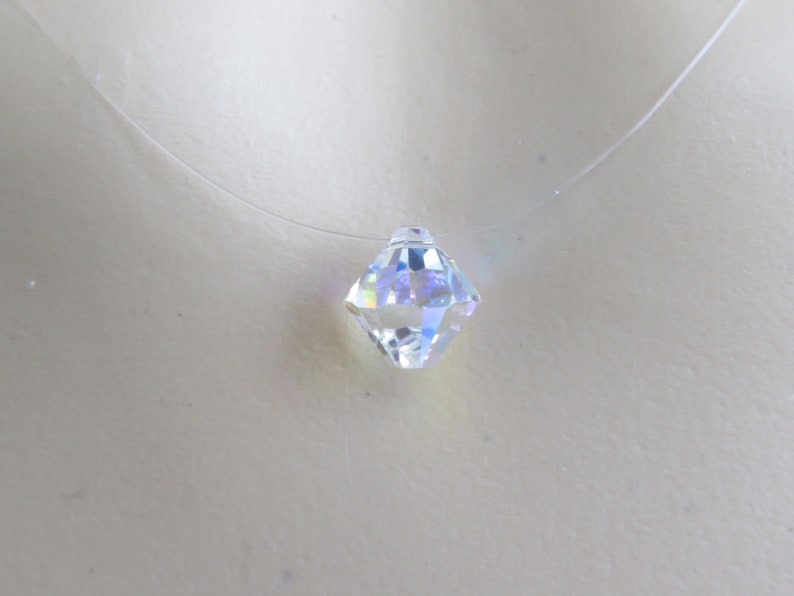 Transparent Invisible Illusion Floating Necklace With a Swarovski AB ...