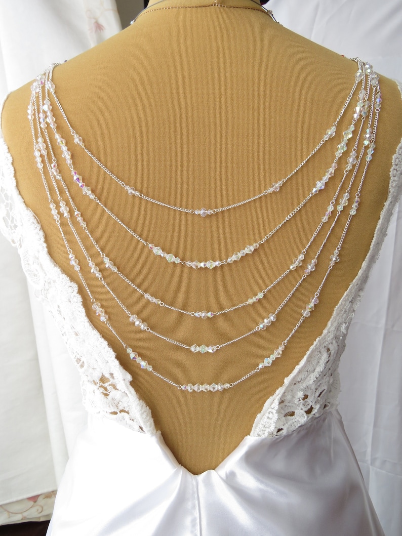 Crystal Back Necklace 5 Rows Back Chains, Bridal Back Drape Chain for ...