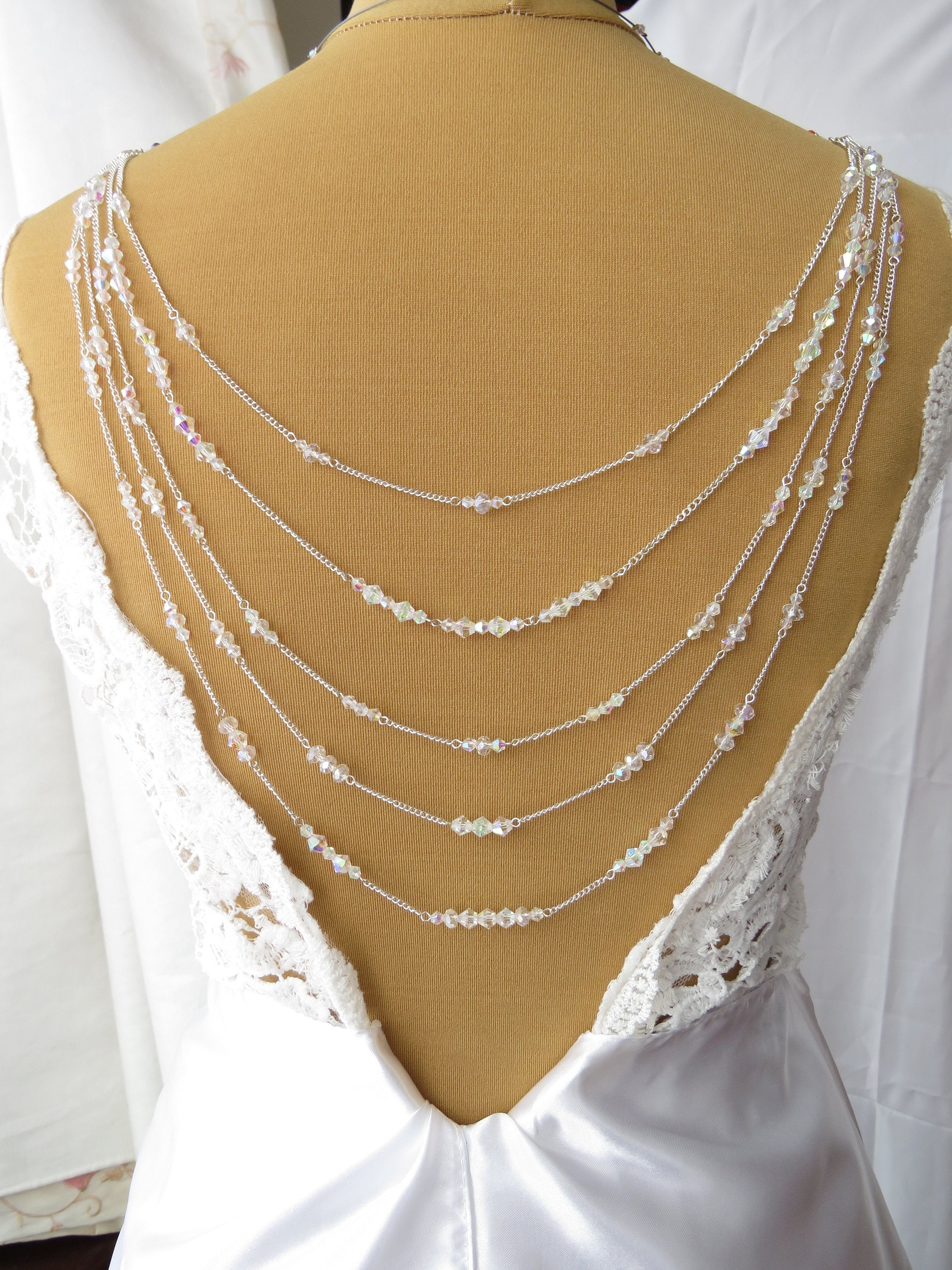 Crystal Back Necklace 5 Rows Back Chains Bridal Back Drape - Etsy