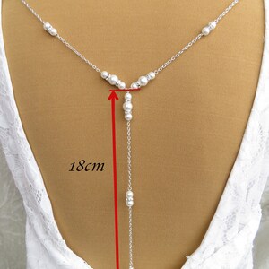 Glass Pearl Back Necklace. Back Chains, Bridal Back Drape Chain for Low ...