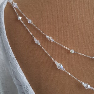 AB Crystal Back Necklace. 2 Rows Back Chains, Bridal Back Drape Chain ...