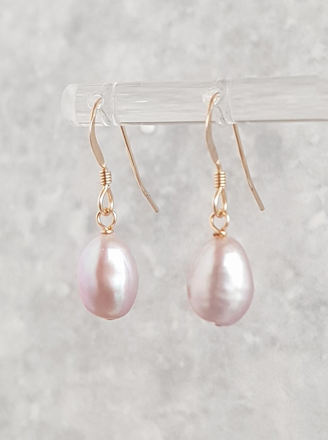 Gold Filled Lavender Freshwater Pearl Drop Dangle Earrings. Freshwater ...