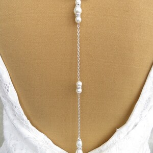 Glass Pearl Back Necklace. Back Chains, Bridal Back Drape Chain for Low ...