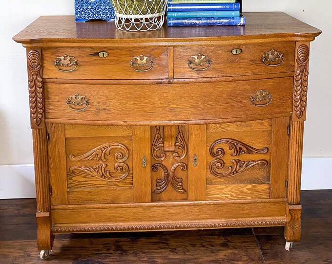 Finely Carved Oak Buffet Server Sideboard - Etsy