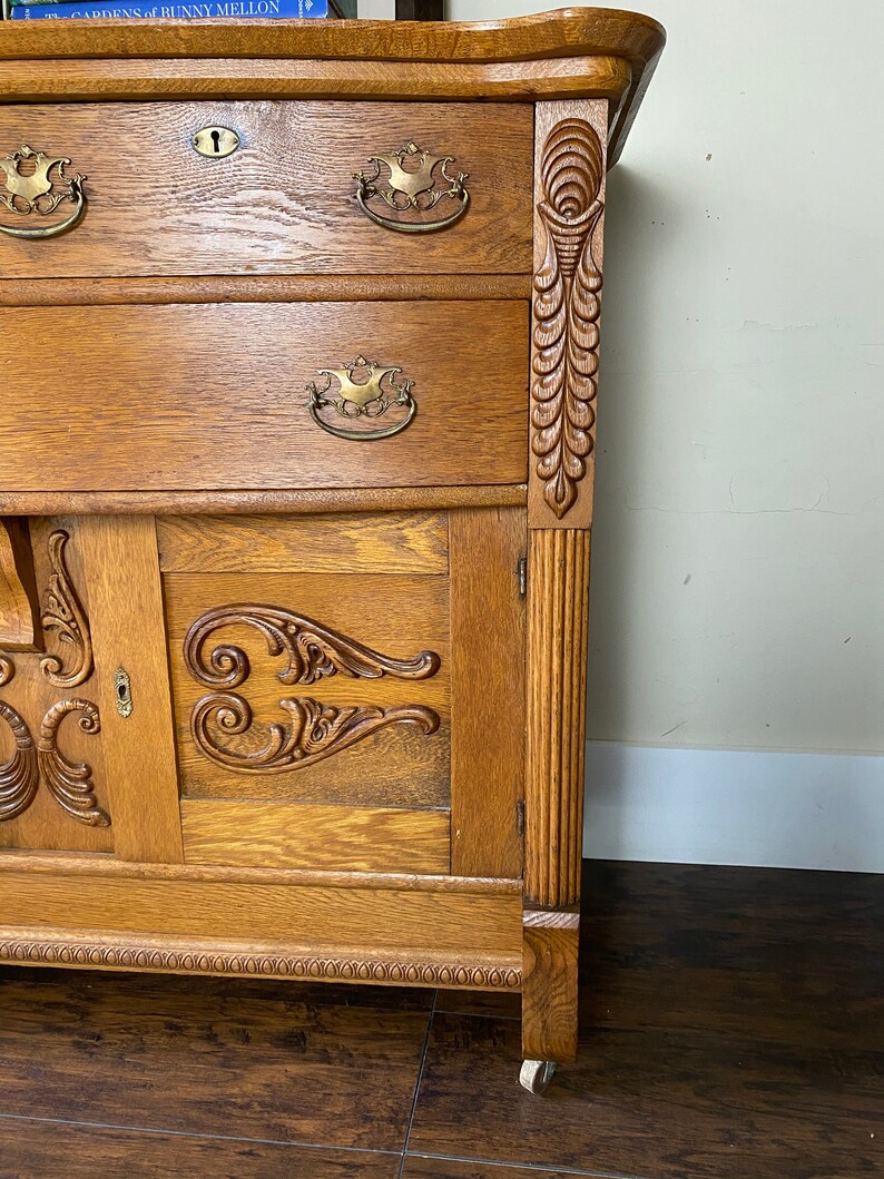 Finely Carved Oak Buffet Server Sideboard | Etsy