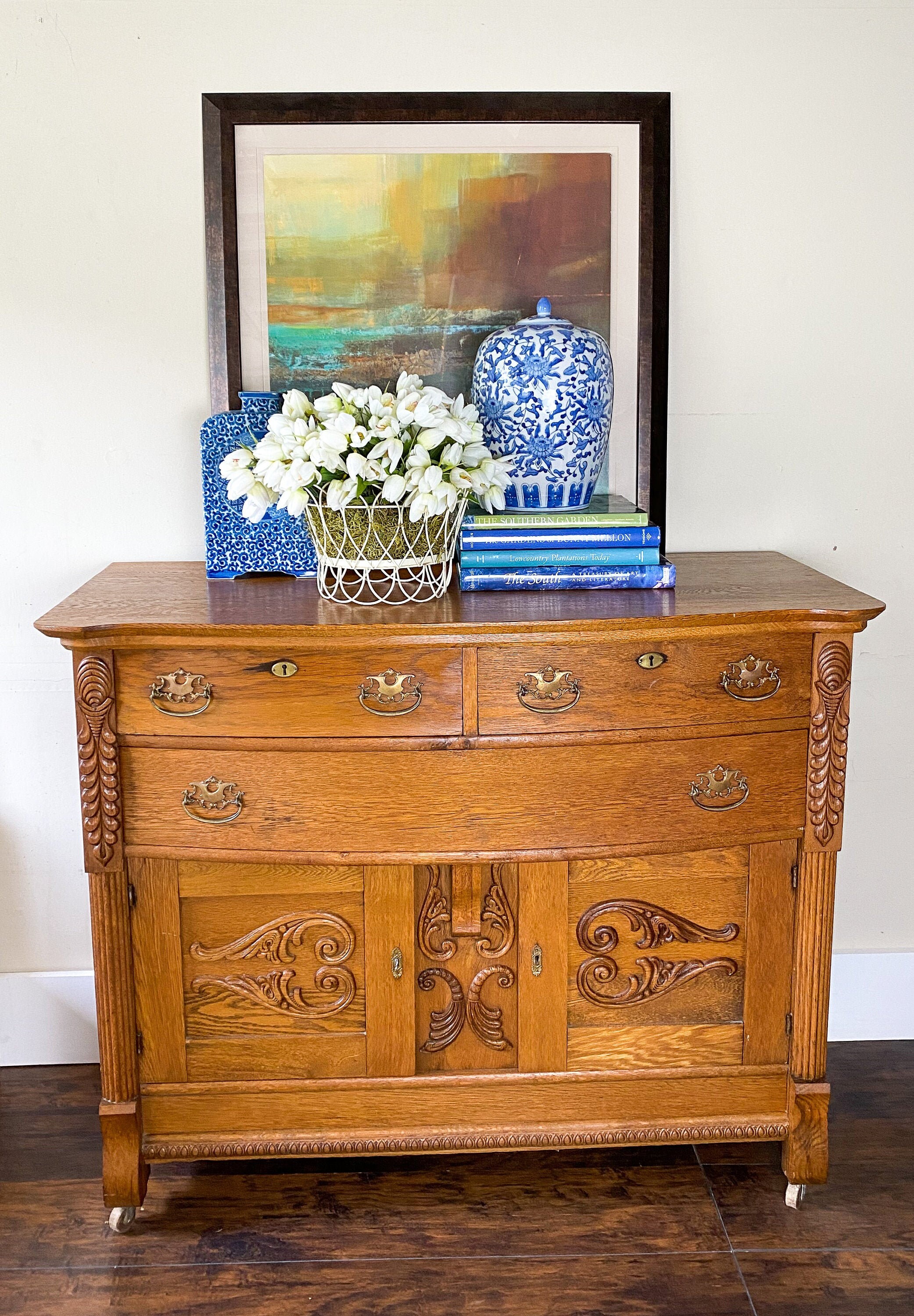 Finely Carved Oak Buffet Server Sideboard | Etsy