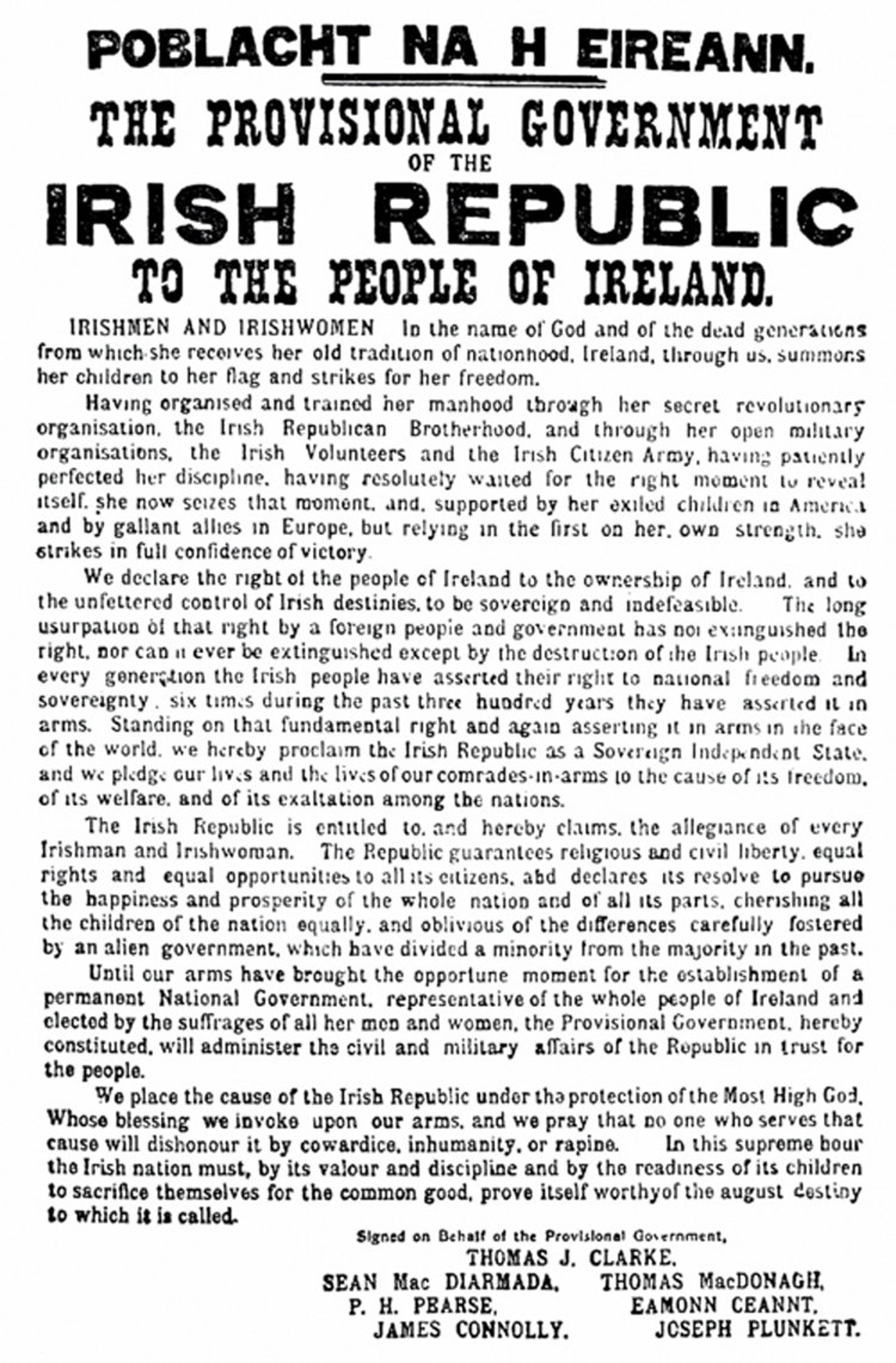 Republic of Ireland the 1916 Easter Proclamation Poster Print 18x12 ...
