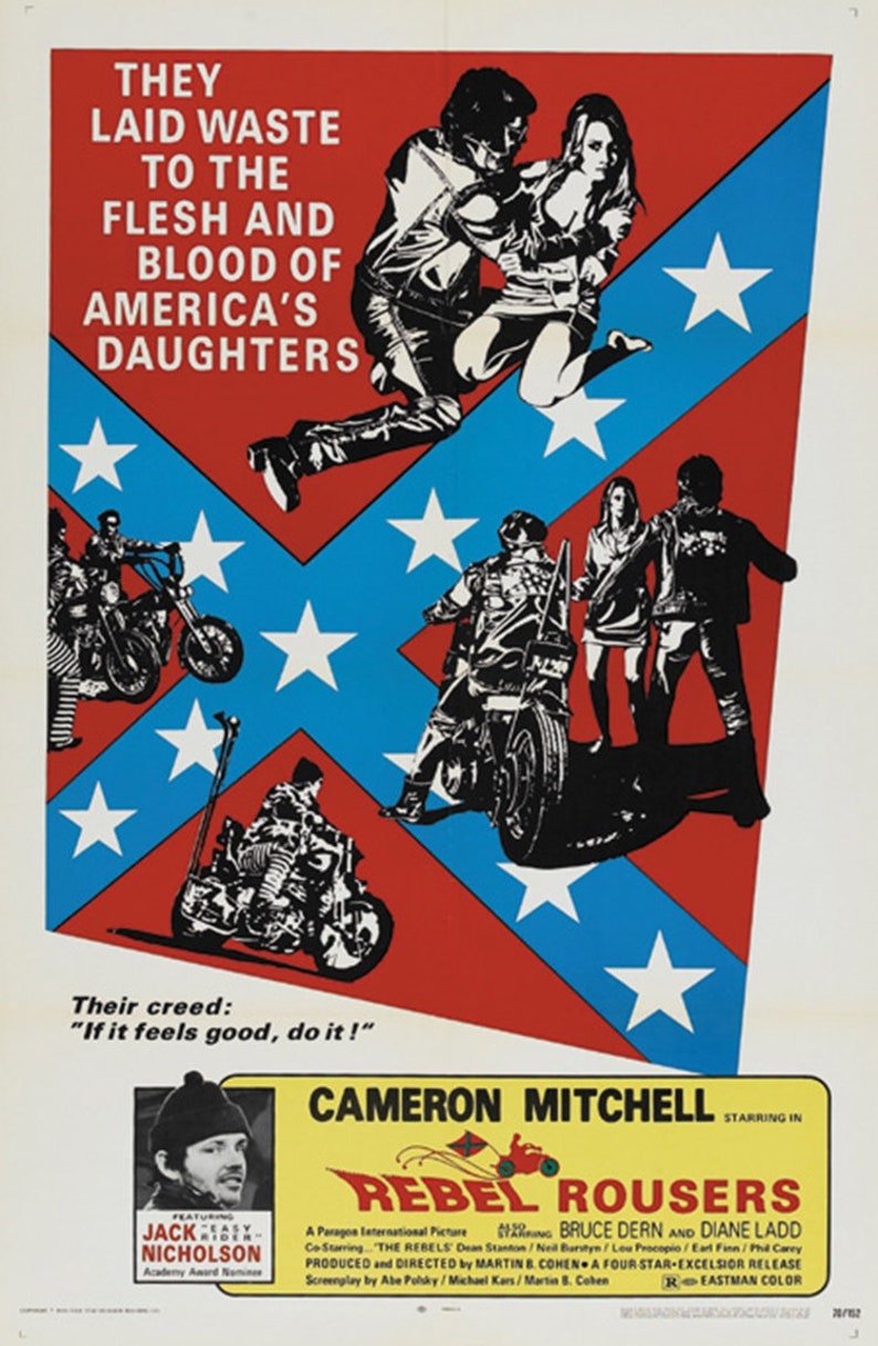 The Rebel Rousers 1970 Jack Nicholson Cult Biker Movie Poster Reprint ...