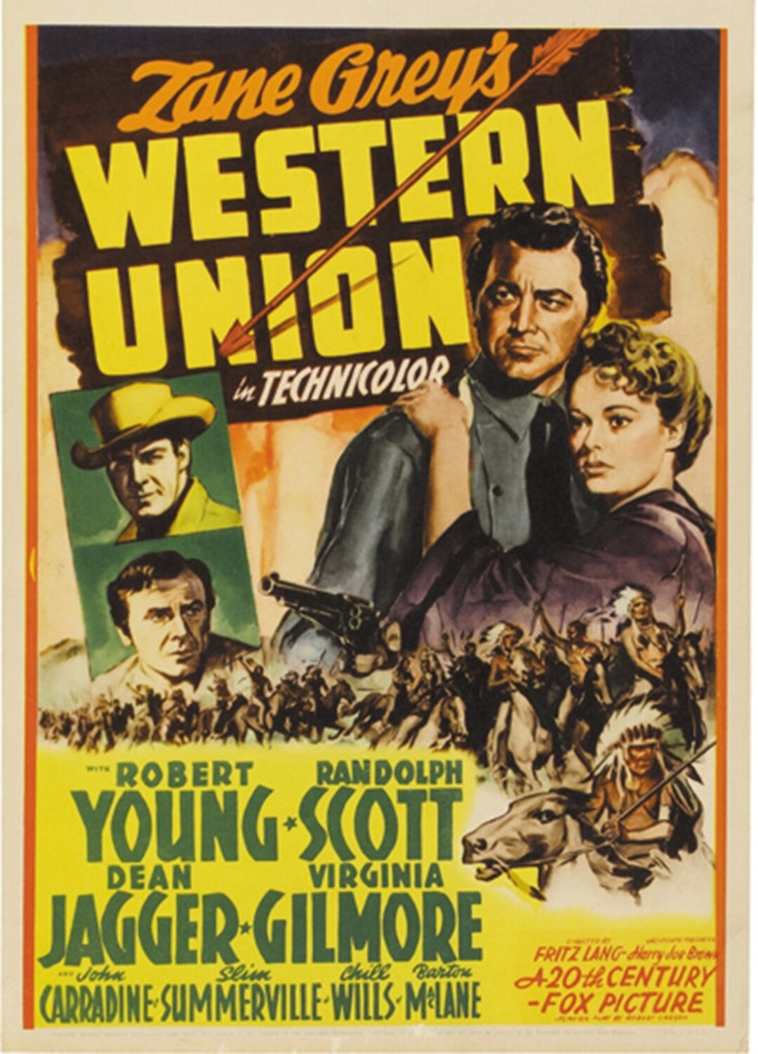 Western Union 1941 Randolph Scott Vintage Movie Poster Reprint 18x12 Inches Approx. - Etsy