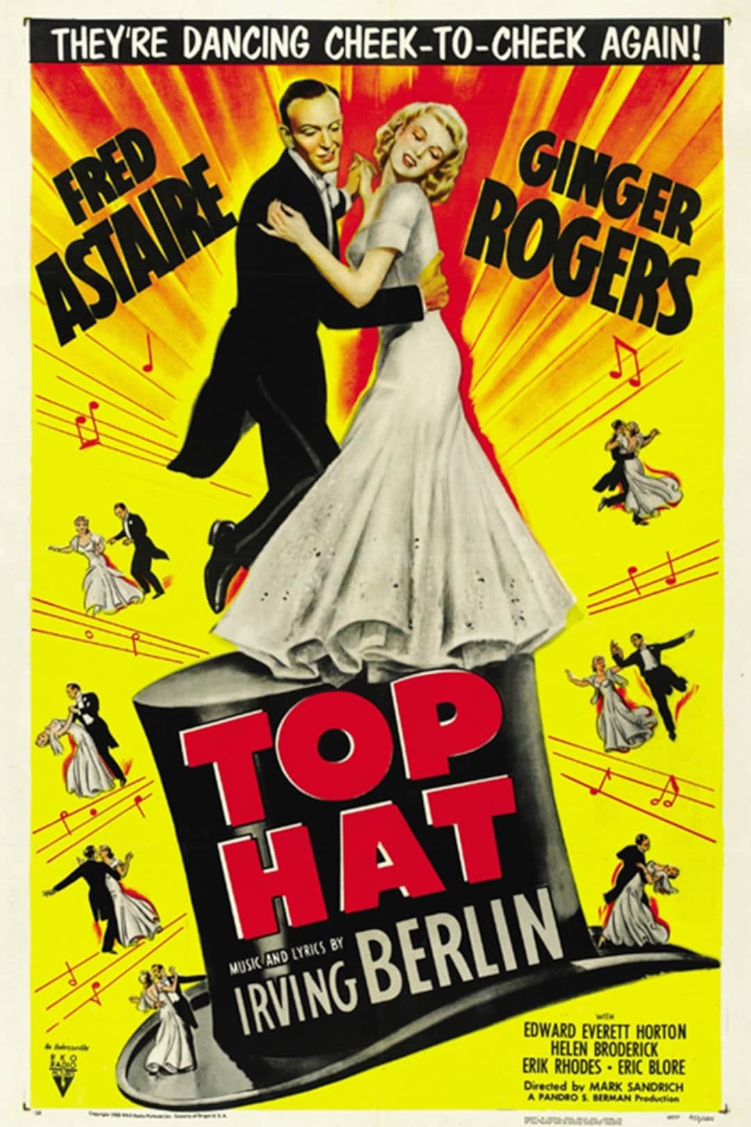 Top Hat Ginger 1935 Rogers Fred Astaire Movie Poster Reprint 24 X 36 Inches - Etsy