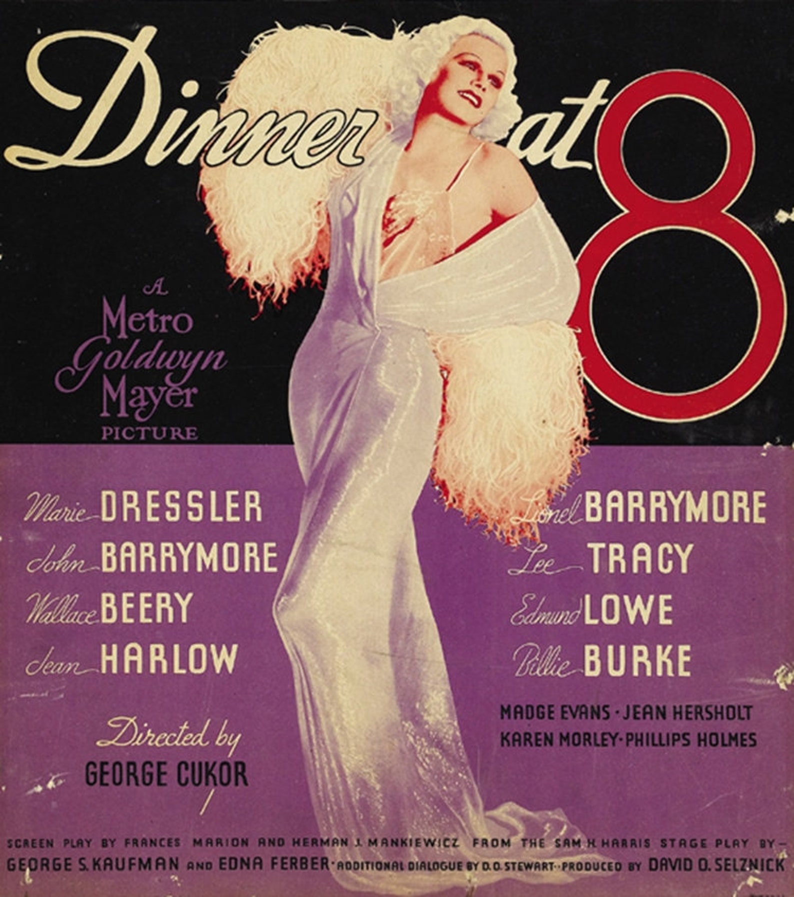 Dinner at Eight Jean Harlow (1933) Vintage Movie Poster Reprint 18x12 ...