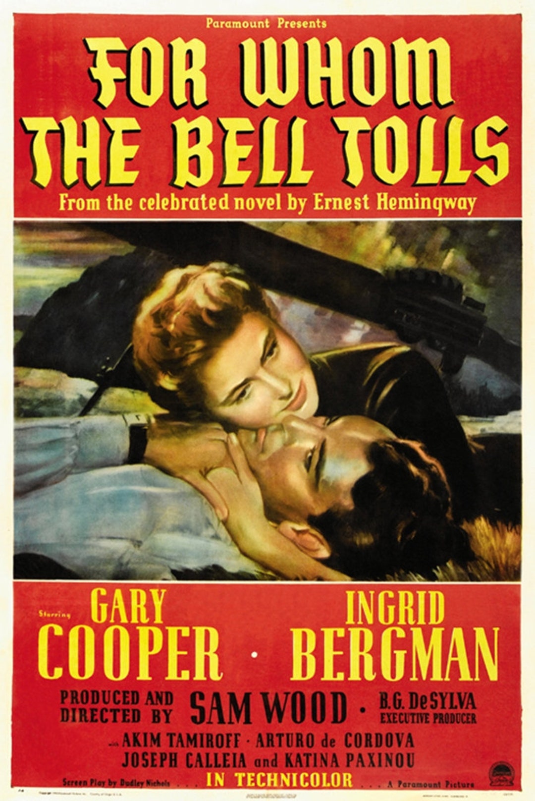 For Whom the Bell Tolls 1943 Gary Cooper Ingrid Bergman Movie Poster ...