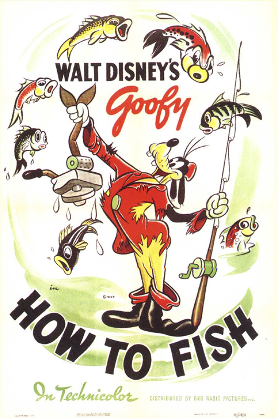 How to Fish Goofy Disney Cult Cartoon Movie Poster Reprint 18x12 Inches ...