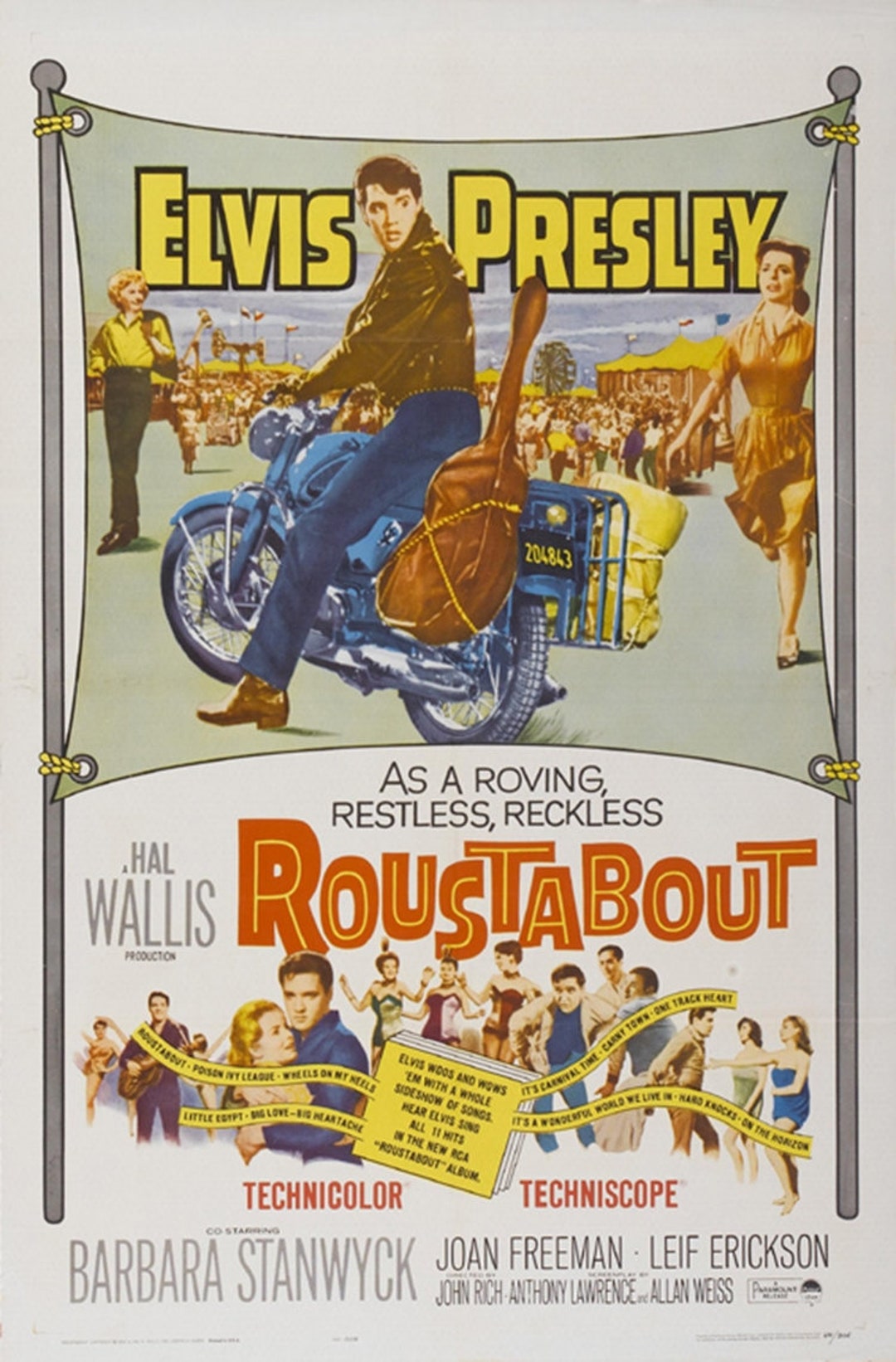 Roustabout 1964 Elvis Presley Vintage Movie Poster Reprint 18x12 Inches ...