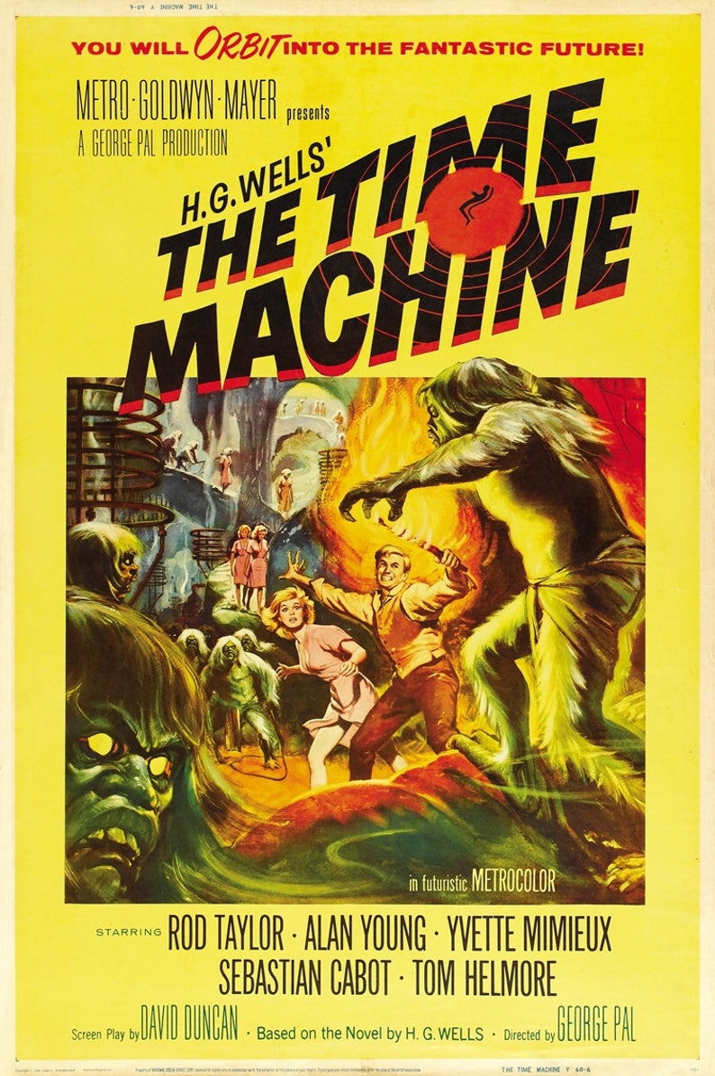 The Time Machine 1960 H.G. Wells Rod Taylor Sci-fi Movie Poster Reprint ...