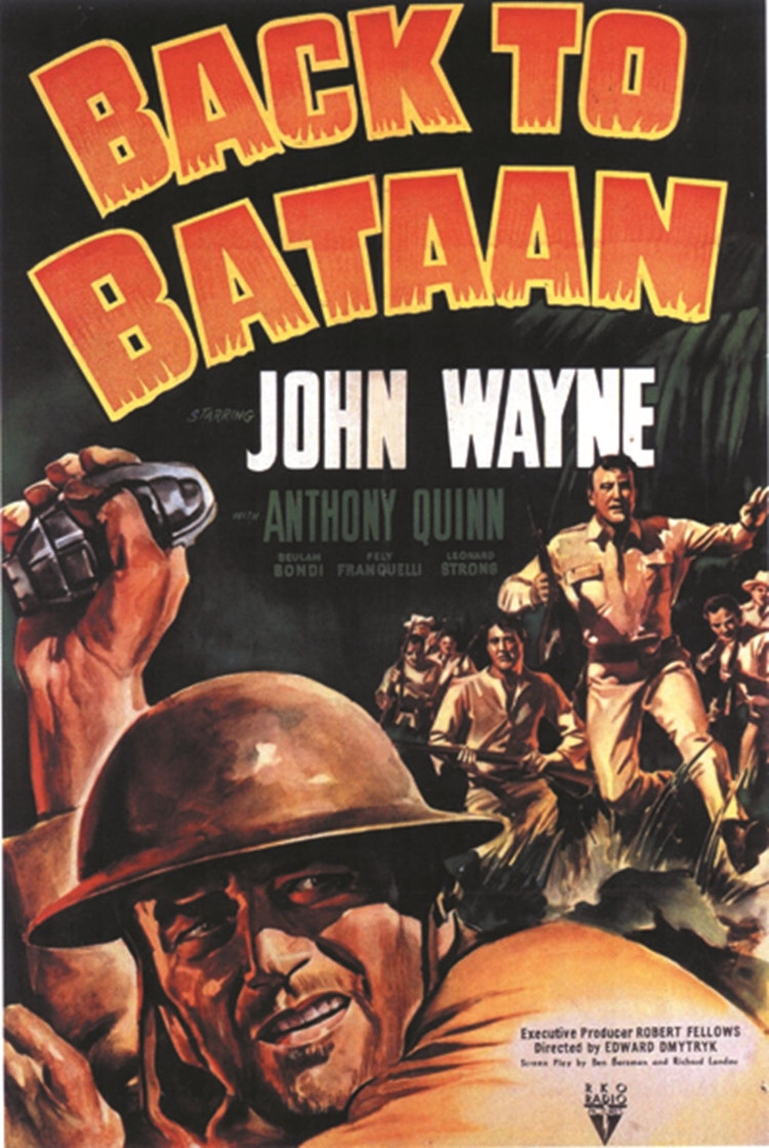Back to Bataan (1945) John Wayne Vintage Movie Poster Reprint 18x12 ...