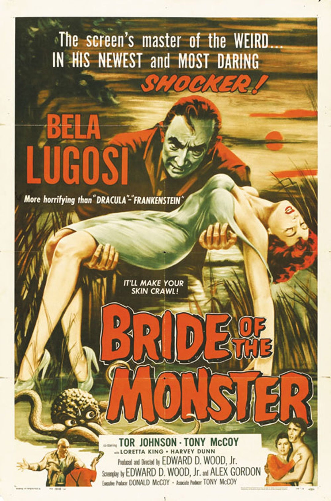 Bride of the Monster (1955) Bela Lugosi Cult Horror Movie Poster ...