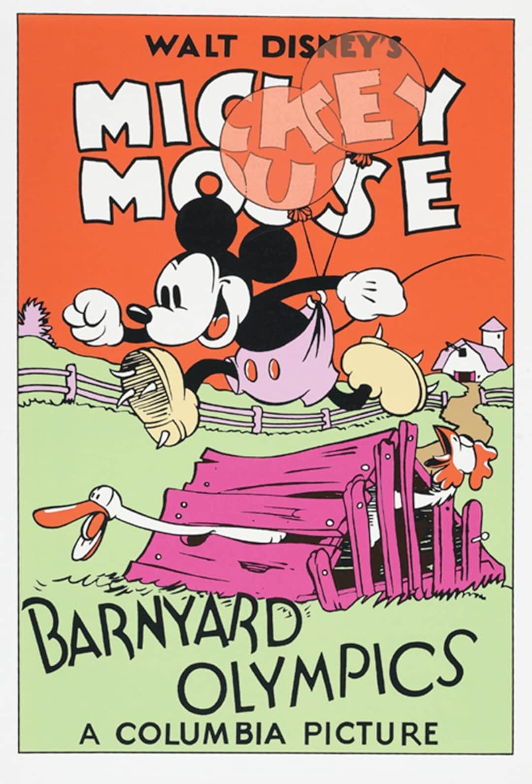 Barnyard Olympics (1932) Mickey Mouse Disney Cartoon Reprint Poster ...