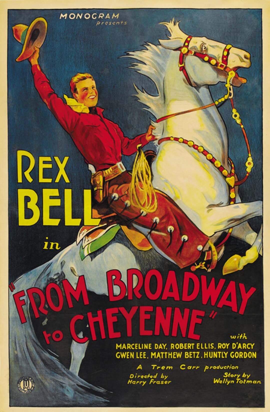 Broadway to Cheyenne (1932) Rex Bell Cult Western Movie Poster Reprint 18x12 Inches Approx. - Etsy