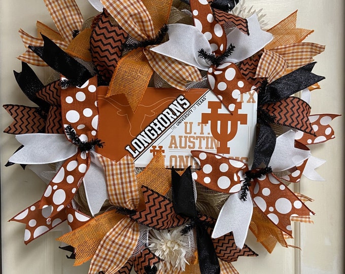 UT Wreath, University of Texas Wreath, College Wreath, Longhorn Wreath ...