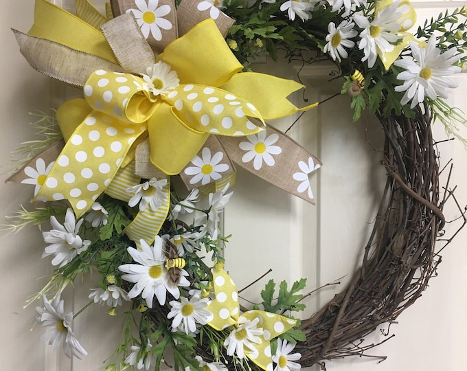 Daisy Wreath Daisy Lover Spring Wreath Summer Wreath Front - Etsy