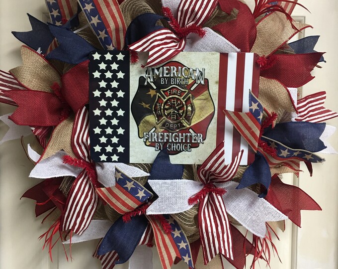 Firefighter Wreath, First Responder Wreath, American Wreath, Front Door ...