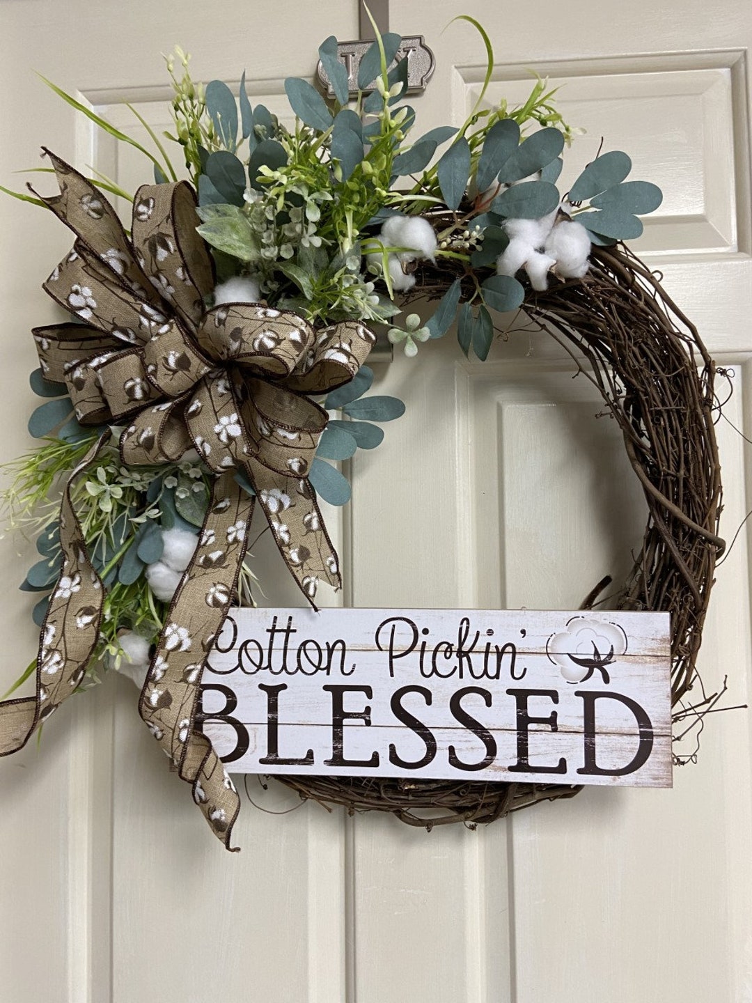 Blessed Wreath, Christian Wreath, Cotton Wreath, Grapevine Blessed ...