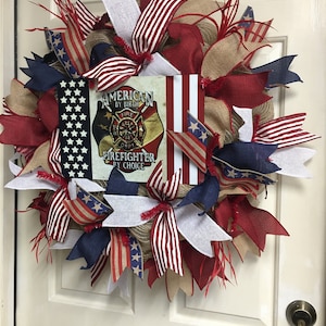 Firefighter Wreath, First Responder Wreath, American Wreath, Front Door ...